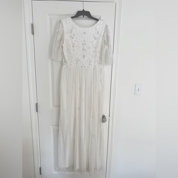 Amelia Rose | Dresses | Amalia Rose White Embellished Maxi Dress With ...